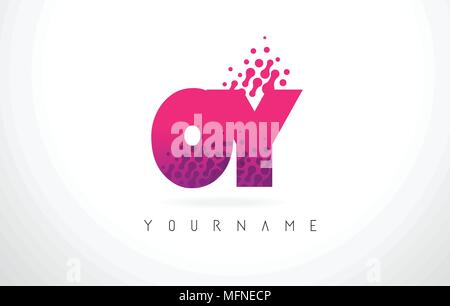 OY O Y Dots Letter Logo with Purple Pink Magenta Bubbles Texture Vector ...