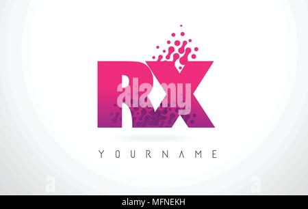 RX R X Dots Letter Logo with Purple Pink Magenta Bubbles Texture Vector ...