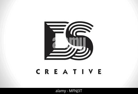 DS Black Lines Letter Logo. Creative Line Letters Design Vector ...
