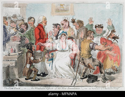 Gilray cartoon on vaccination against Smallpox using Cowpox serum, 1802 ...