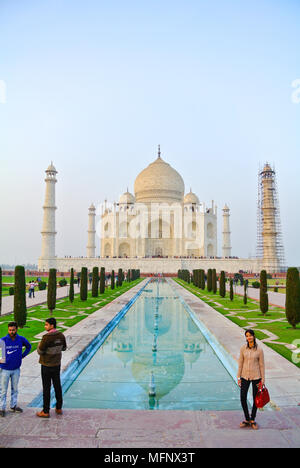 Agra, India. Indian Woman Visitor to the Taj Mahal. She wears a bindi ...