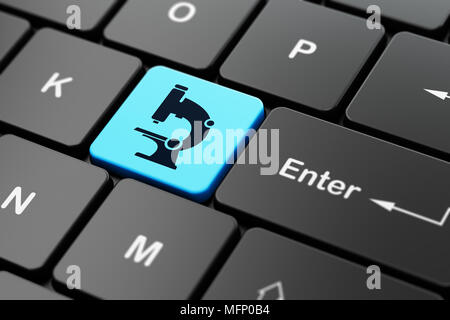 Science concept: Microscope on computer keyboard background Stock Photo ...