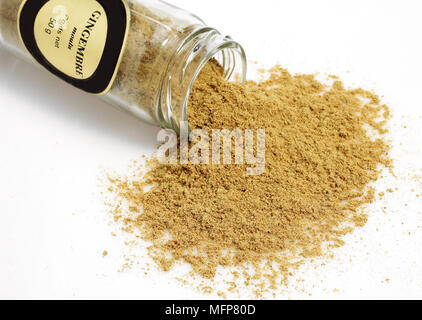 Ginger Powder, zingiber officinale against White Background Stock Photo ...