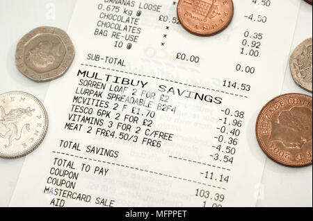 Supermarket receipt (UK Stock Photo - Alamy