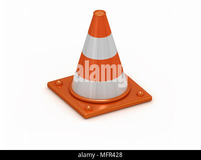 3D orange stripped cone with white background Stock Photo - Alamy