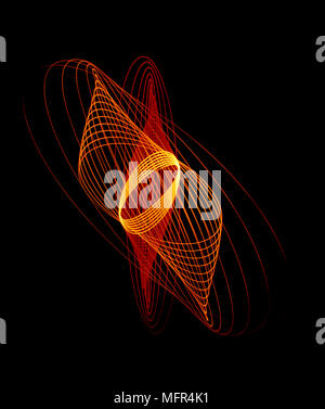 Light pendulum art. Swinging light of a small flashlight, suspended on ...