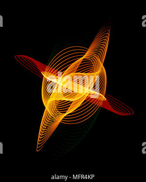 Light pendulum art. Swinging light of a small flashlight, suspended on ...