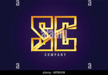 gold golden alphabet letter sc s c logo icon combination design ...