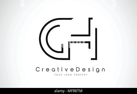 CH C H Creative Modern Black Letters Logo Design with Brush Swoosh ...