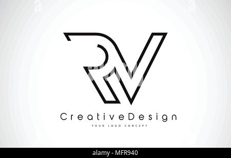 RV R V Letter Logo Design in Black Colors. Creative Modern Letters ...