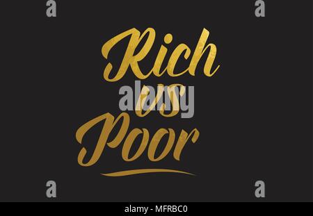 rich vs poor gold word text with sparkle and glitter background ...