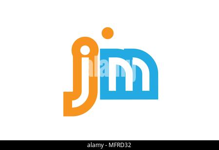 alphabet letter JM J M combination in blue and orange colors suitable ...