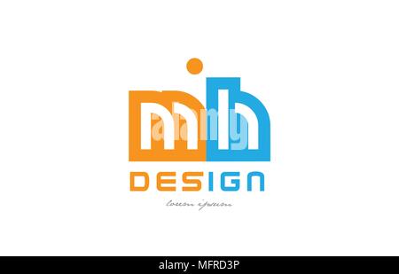 alphabet letter MH M H combination in blue and orange colors suitable ...