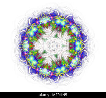 3D rendering of a purple kaleidoscopic pattern with a black flowerlike ...