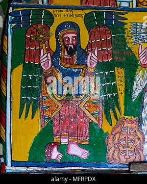 The holy monk Tekle Haymanot, depiction with angel wings and only one ...