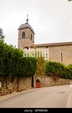 Church of Perouges, France, a medieval walled town, a popular touristic ...