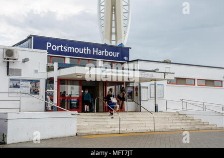 The entrance of Portsmouth Harbour Railway Station Stock Photo - Alamy