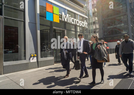 The New York offices of the Microsoft company on Eighth Avenue on ...