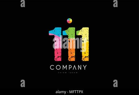 number 111 logo icon design with grunge texture and rainbow colored ...