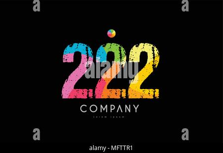 number 222 logo icon design with grunge texture and rainbow colored ...
