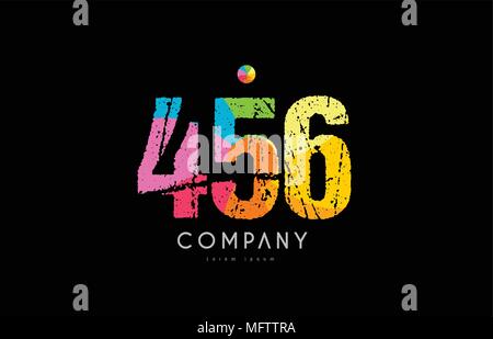 number 456 logo icon design with grunge texture and rainbow colored ...