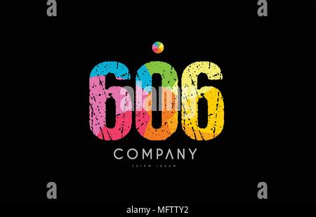 number 606 logo icon design with grunge texture and rainbow colored ...