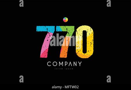 number 770 logo icon design with grunge texture and rainbow colored ...