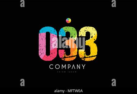 number 033 logo icon design with grunge texture and rainbow colored ...