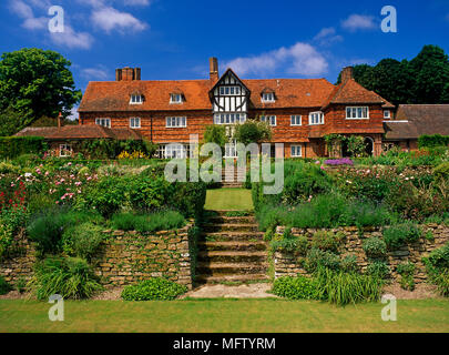 Exterior of country house with terraced garden with steps Stock Photo ...
