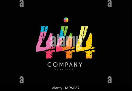 number 444 logo icon design with grunge texture and rainbow colored ...