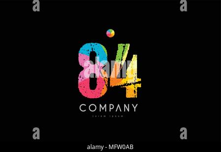 84 8 4 Number Logo Design with a Creative Cut and Black Circle ...