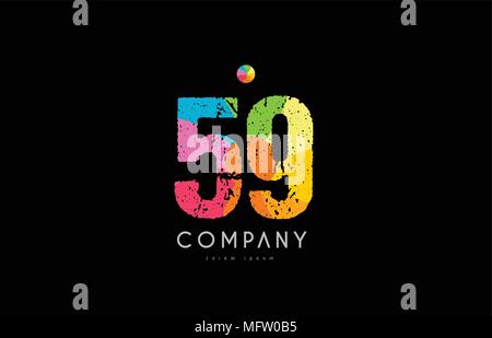 number 59 logo icon design with grunge texture and rainbow colored ...