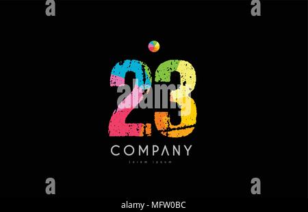 number 23 logo icon design with grunge texture and rainbow colored ...