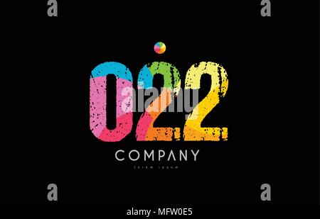 number 022 logo icon design with grunge texture and rainbow colored ...