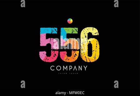 number 556 logo icon design with grunge texture and rainbow colored ...