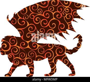 Manticore silhouette mythology symbol fantasy. Vector illustration ...