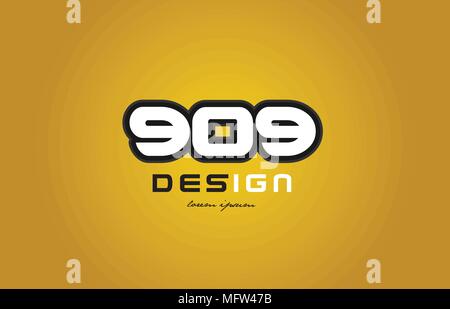 Design of number numeral digit 909 with green leaf and color suitable ...