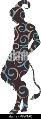 Satyr Faun silhouette ancient mythology fantasy. Vector illustration ...