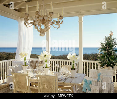 Table set for lunch on veranda of Italian country villa Stock Photo - Alamy