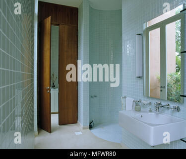 Bathroom with tiles and a large shower. Nobody inside Stock Photo - Alamy