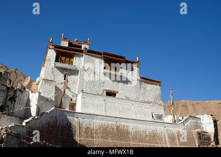 View on the beautifully located Buddhist monastery in the Basgo village ...
