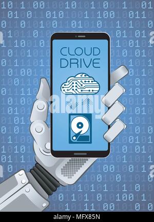 Cloud storage app smartphone interface vector template. Mobile page ...