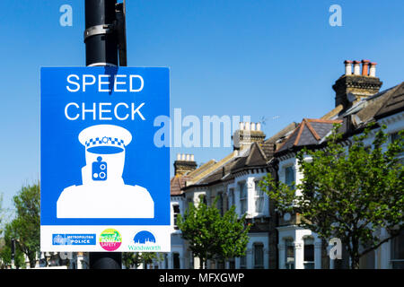 Speed check warning sign, Britain, UK Stock Photo - Alamy
