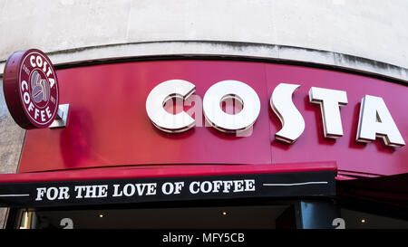 costa coffee Nottingham sign in evening sunlight Stock Photo - Alamy