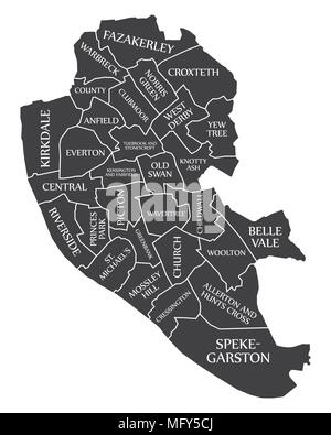 Modern City Map - Liverpool with labelled boroughs illustration Stock ...
