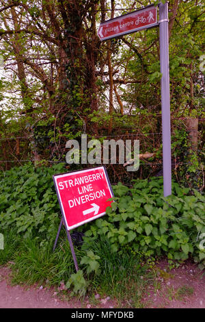 Direction sign with arrow into the Cheddar Valley Rugby RFC Club car ...