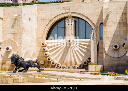 Modern art statue near the Yerevan Cascade, a giant stairway in Yerevan ...