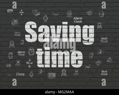 Timeline concept: Saving Time on wall background Stock Photo - Alamy