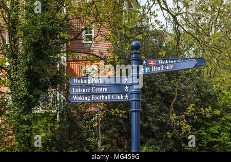 Direction sign to attractions, amenities and facilites in Woking ...