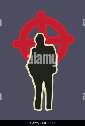 Soldier black silhouette. Man aiming gun icon Stock Vector Image & Art ...